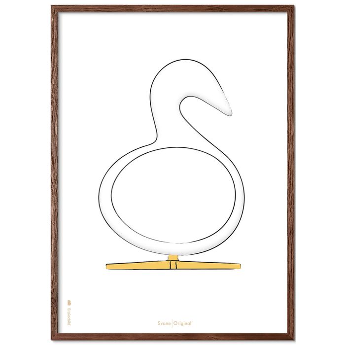 Brainchild - Design Sketch Swan Poster - White - Póster - Dark Oak